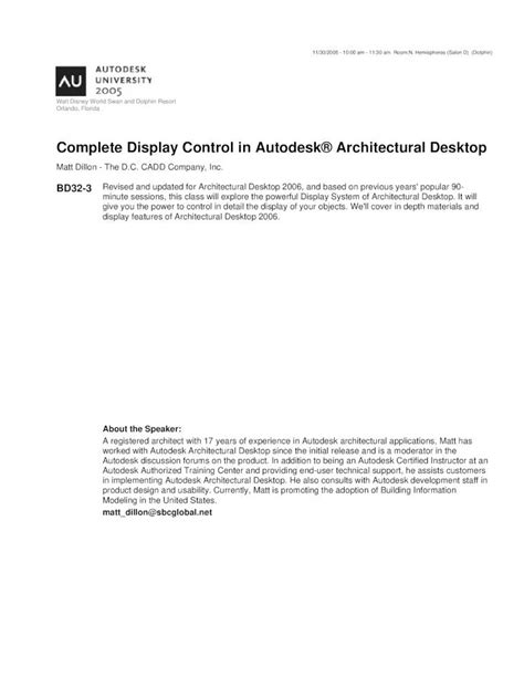 Pdf Complete Display Control In Autodesk® Architectural Desktop