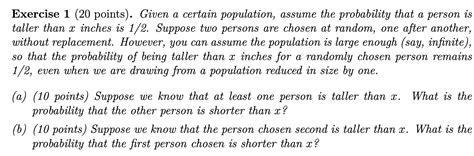 Solved Exercise 1 20 Points Given A Certain Population