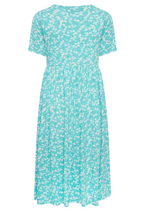 Yours Curve Plus Size Light Blue Floral Disty Print Smock Dress Yours
