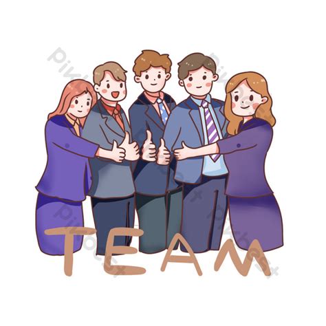 ภาพฉากการทำงานเป็นทีมโครงการการ์ตูนวาดด้วยมือ เทมเพลต แบบ Psd ดาวน์โหลด