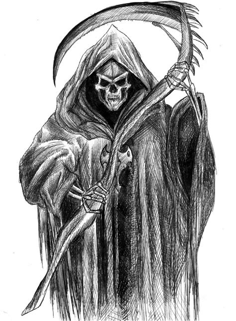 Grim Reaper Face Drawing Visual Art Drawing
