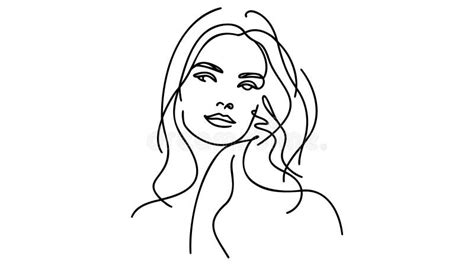 Minimalistic Silhouette Of Woman Face Black And White White Background Stock Vector
