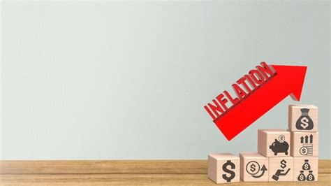 Premium Photo The Red Inflation Text And Business Icon Wood Cube 3d