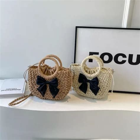 Bead String Crossbody Bag Rattan Woven Summer Beach Bag Straw Handbag Women Eur 21 07 Picclick Fr
