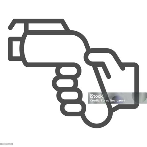 핸드 라인 아이콘 전기 자동차 개념 흰색 배경에 가솔린 노즐 기호 모바일 및 웹 개요 스타일에 급유 총 아이콘인간의 손에 주유소급유 벡터 그래픽 가솔린에 대한 스톡 벡터