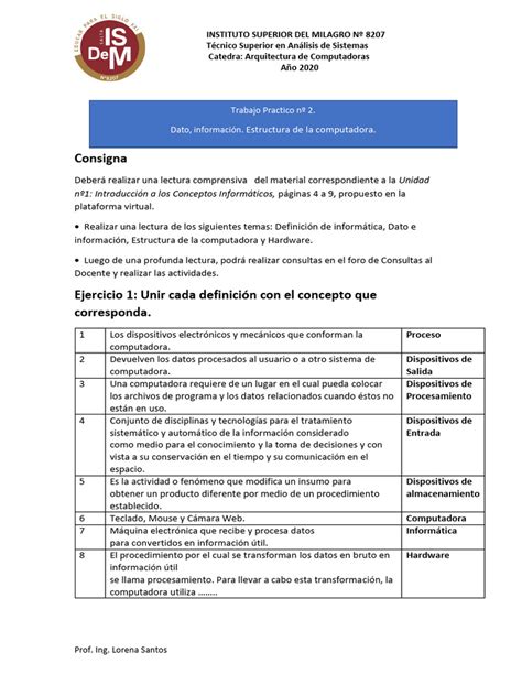 Actividad º2 Dato E Informacion Estructura De La Computadora Pdf