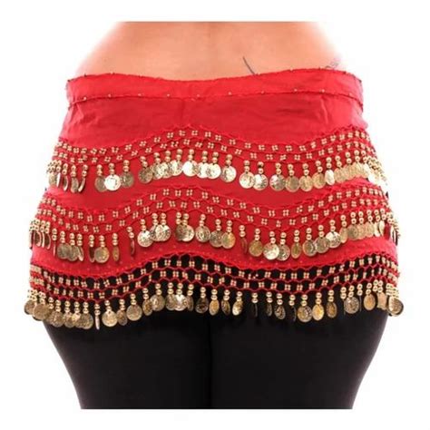 Chiffon Belly Dance Hip Scarf Waistband Belt Skirt With128 Ringy Golden