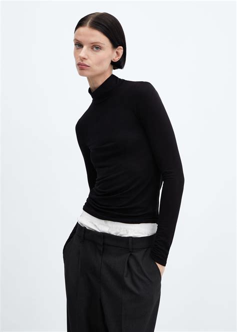 Turtleneck Long Sleeved T Shirt Women Mango United Kingdom