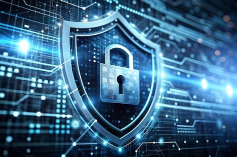 premium photo digital lock or shield symbolizing cybersecurity and data protection