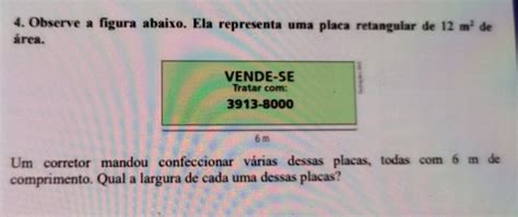 Solved 4 Observe A Figura Abaixo Ela Representa Uma Placa Retangular