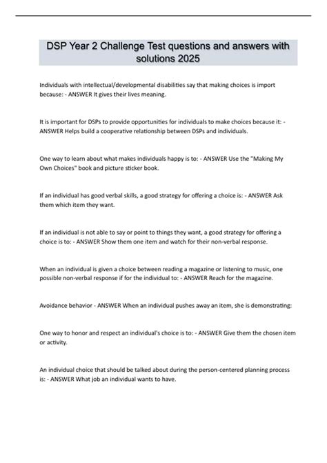 Dsp Year 2 Challenge Test Questions And Answers With Solutions 2025 Dsp Stuvia Us