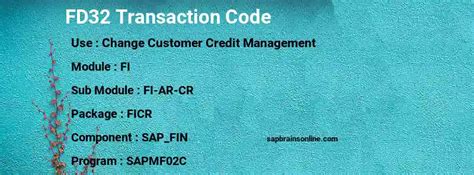 FD SAP Tcode For Change Customer Credit Management