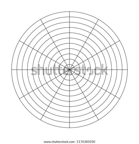 Polar Grid 10 Concentric Circles 30 Stock Vector Royalty Free 1176385030
