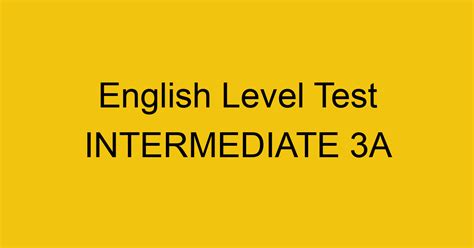 English Level Test Starter