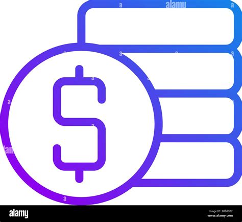 Coins Stack And Dollar Symbol Pixel Perfect Gradient Linear Vector Icon