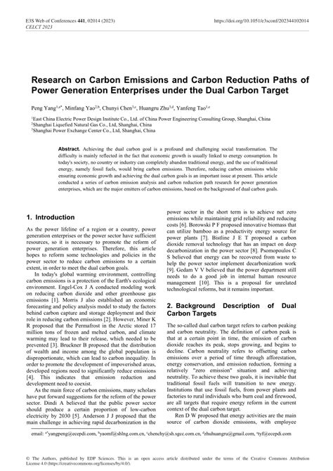 Pdf Research On Carbon Emissions And Carbon Reduction Paths Of Power