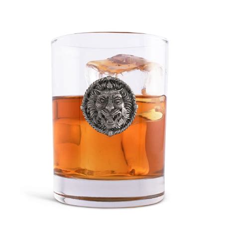 Set Of 2 Lion Double Old Fashioned Glasses Whiskey Vagabond House