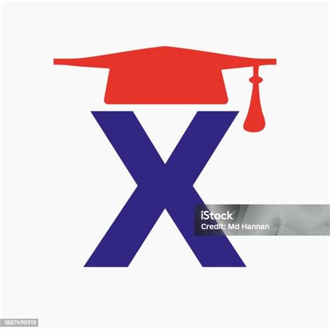 Logo De Léducation Sur La Lettre X Avec Licône De Chapeau De Graduation