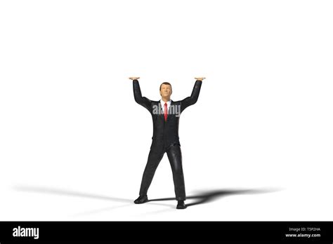 Toy Miniature Businessman Figure Lifting An Empty Space Concept