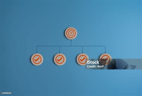 성공적인 프로젝트 계획을 위한 사업 목표 다트 판과 나무 블록에 올바른 기호 트리 다이어그램 비즈니스 전략 계획 목표 설정 혁신 및 창의적인 아이디어 사고를 위한 영감