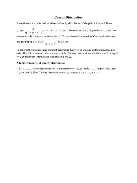 Cauchy Distribution Pdf