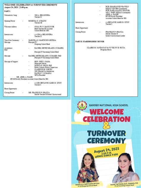 Welcome Program And Turnover Ceremony Pdf