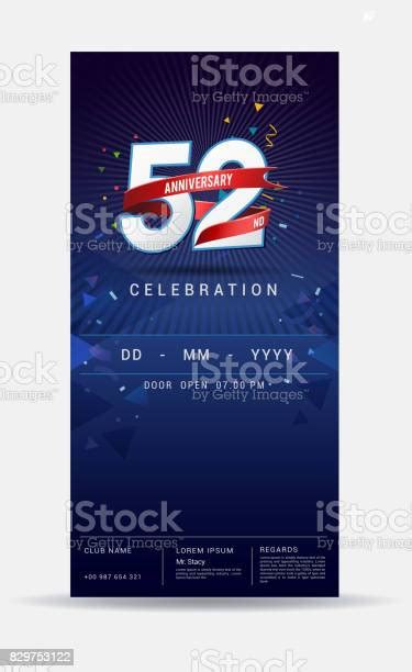 52 년 기념일 초대 카드반짝 골드 축 하 템플릿 디자인 벡터 일러스트 레이 션 공휴일에 대한 스톡 벡터 아트 및 기타 이미지