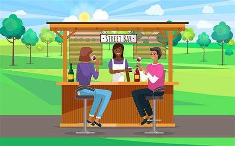 길거리 카페에서 커피를 마시고 식사를 합니다 친구 모임 도시의 붐비는 야외 레스토랑 이나 바 거리에 대한 스톡 벡터 아트 및 기타 이미지 Istock