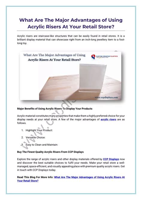 PPT What Are The Major Advantages Of Using Acrylic Risers At Your Retail Store PowerPoint