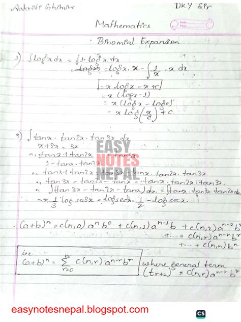 Binomial Expansion Easy Notes Nepal Pdf