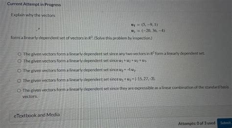 Solved Current Attempt in Progress Explain why the vectors | Chegg.com