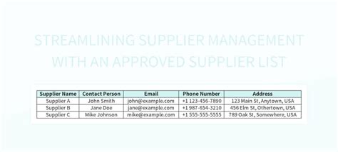 Free Approved Supplier List Templates For Google Sheets And Microsoft