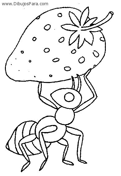 Dibujo De Una Hormiga Llevando Una Frutilla Dibujos De Hormigas Para