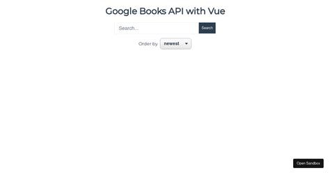 Google Books Api With Vue Codesandbox