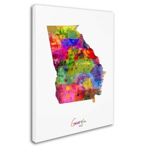 Michael Tompsett Georgia Map Canvas Wall Art 35 X 47 Inches 35 X 47