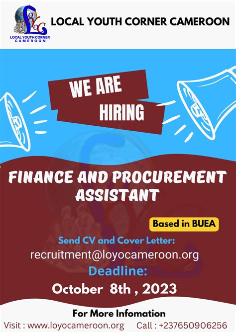 Job Offer Finance And Procurement Assistant Local Youth Corner The