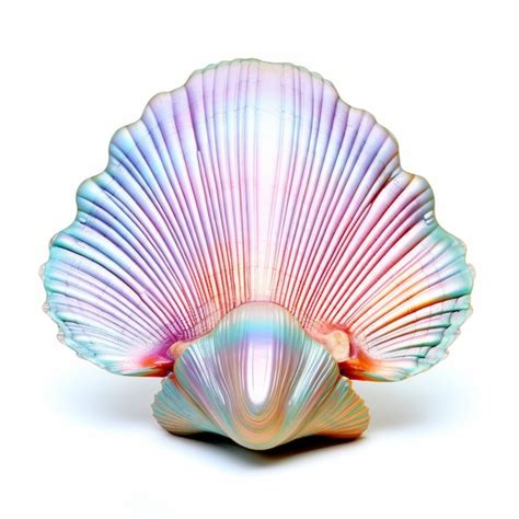 Colorido Iluminar Concha De Mar En Fondo Blanco Estilo Barroco Tropical Foto Premium