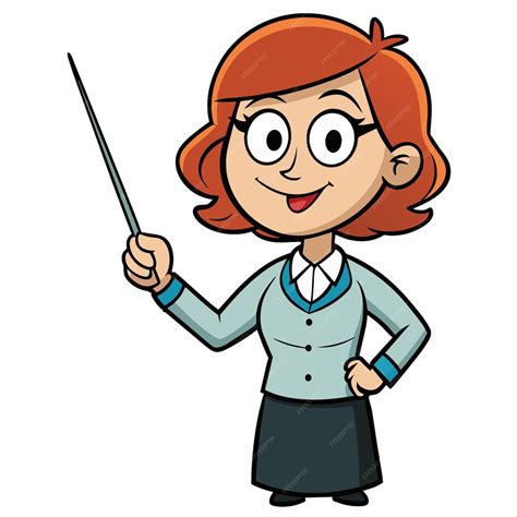 A Cartoon Of A Female Teacher Holding A Pointer And A Pointer Premium Ai Generated Vector