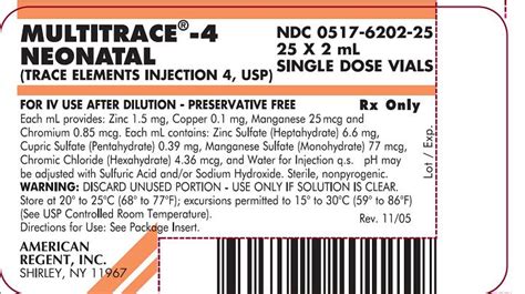Multitrace 4 Neonatal Package Insert Prescribing Info