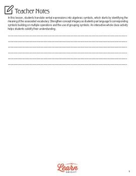 Numerical Expressions Lesson Plan By Learn Bright Education TPT