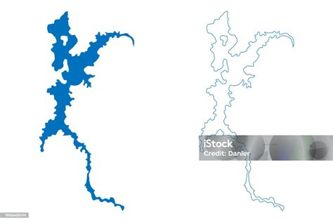 그랜드 에티오피아 르네상스 댐 지도 벡터 일러스트 레이 션 낙서 스케치 저수지 밀레니엄 또는 히다세 댐지도 0명에 대한 스톡