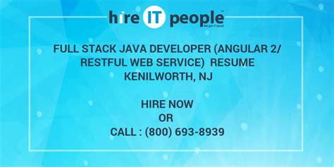 Full Stack Java Developer Angular 2restful Web Service Resume