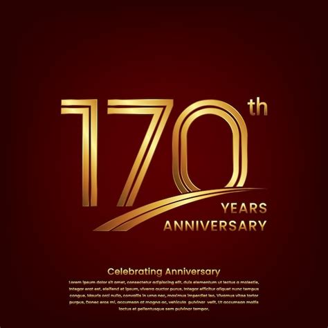 더블 라인 컨셉 디자인의 170주년 로고 기념일 축하 이벤트 로고 벡터 템플릿을 위한 골든 넘버 프리미엄 벡터