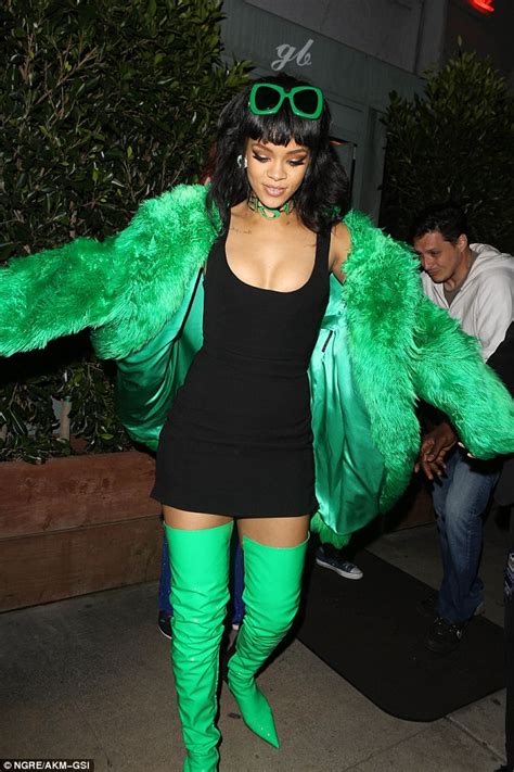 Rihanna Pops Out To Dinner In Bright Green After At Iheartradio Music