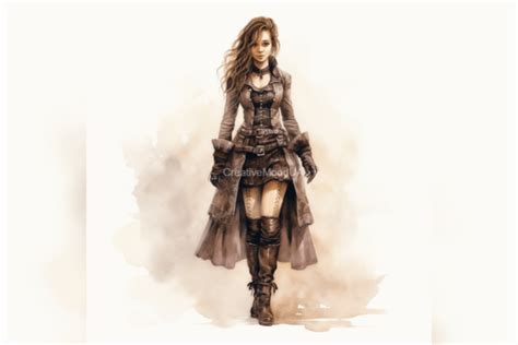 Steampunk Girl Watercolor Png Graphic By Creativemoodua · Creative