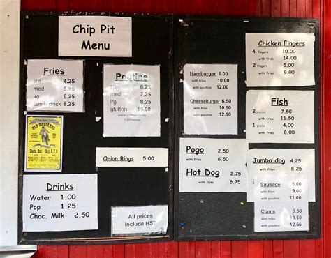 Menu At Chip Pit Restaurant Cobden