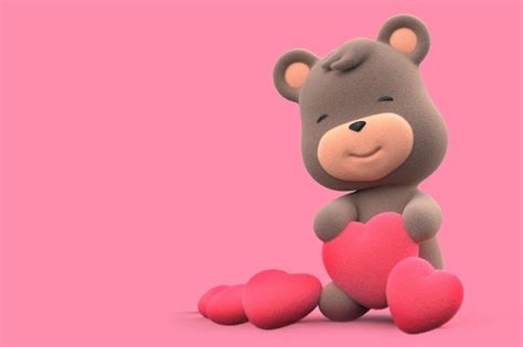Oso de peluche sosteniendo un oso de peluche de corazón aislado sobre