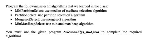 Implemet The Following Classes