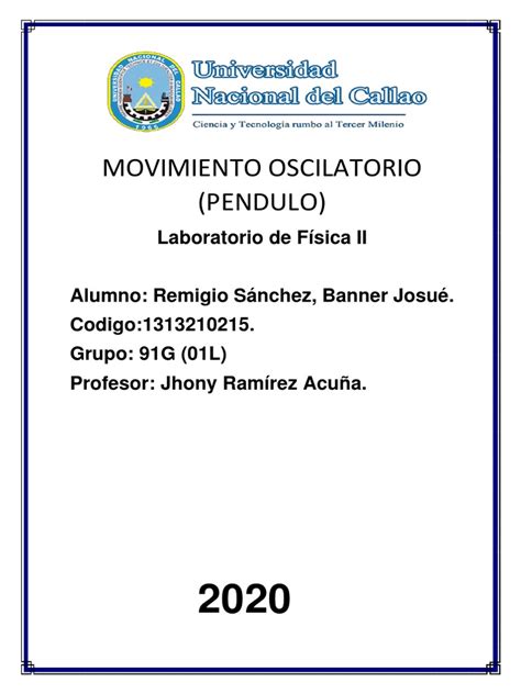 Informe 3 Pdf Péndulo Oscilación