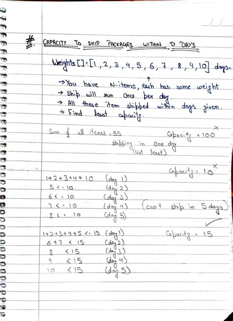 Vinay Dhiman On Linkedin Day 42 Solving Dsa Capacity To Ship Packages Within D Days